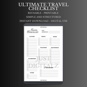 Ultimate Travel Checklist, Reusable, Printable, Instant Download ...