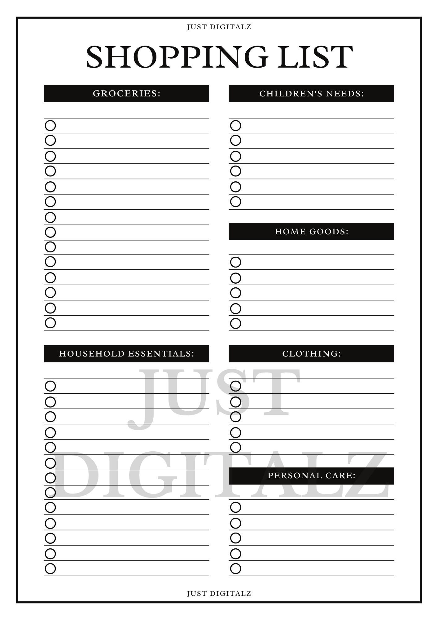 Ultimate Shopping List Planner, Reusable, Printable, Instant Download ...