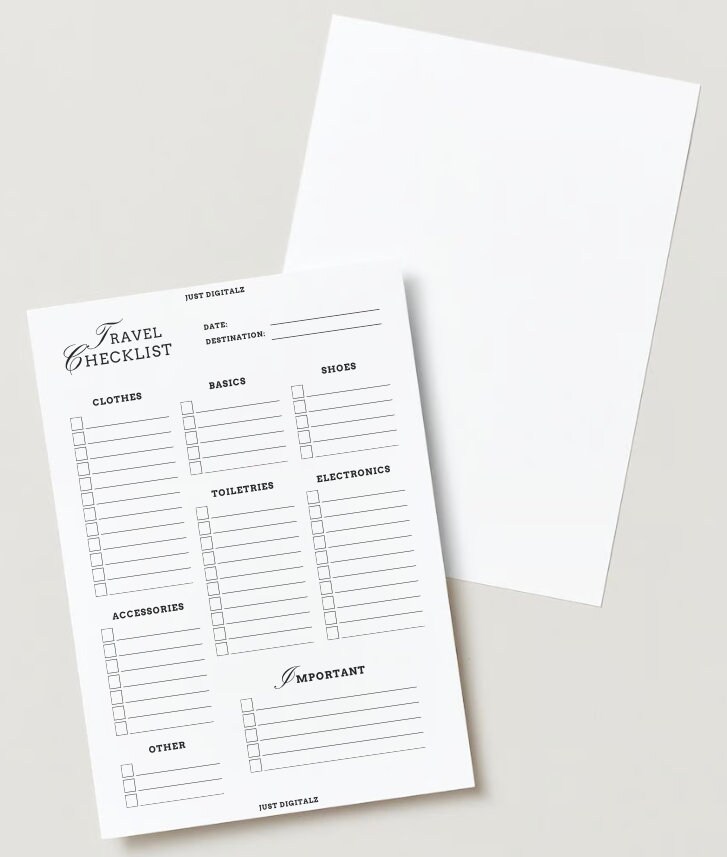 Ultimate Travel Checklist, Reusable, Printable, Instant Download ...