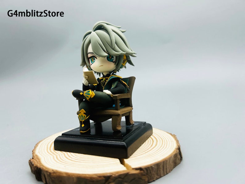 Genshin Alhaitham Clay Figure, Alhaitham Reading Book, Cute Version of ...