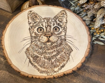 Rustic Handcrafted Wood Burning Pyrography on Solid Wood With Live Edge ...