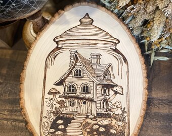 Rustic Handcrafted Wood Burning Pyrography on Solid Wood With Live Edge ...