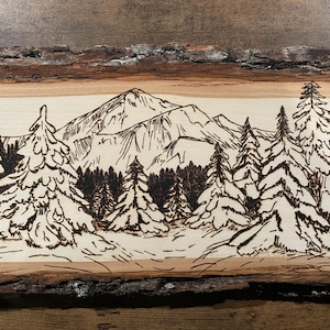Rustic Handcrafted Wood Burning Pyrography on Solid Wood With Live Edge ...