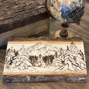 Rustic Handcrafted Wood Burning Pyrography on Solid Wood With Live Edge ...