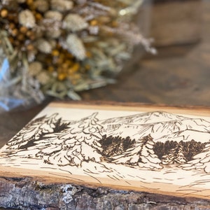 Rustic Handcrafted Wood Burning Pyrography on Solid Wood With Live Edge ...