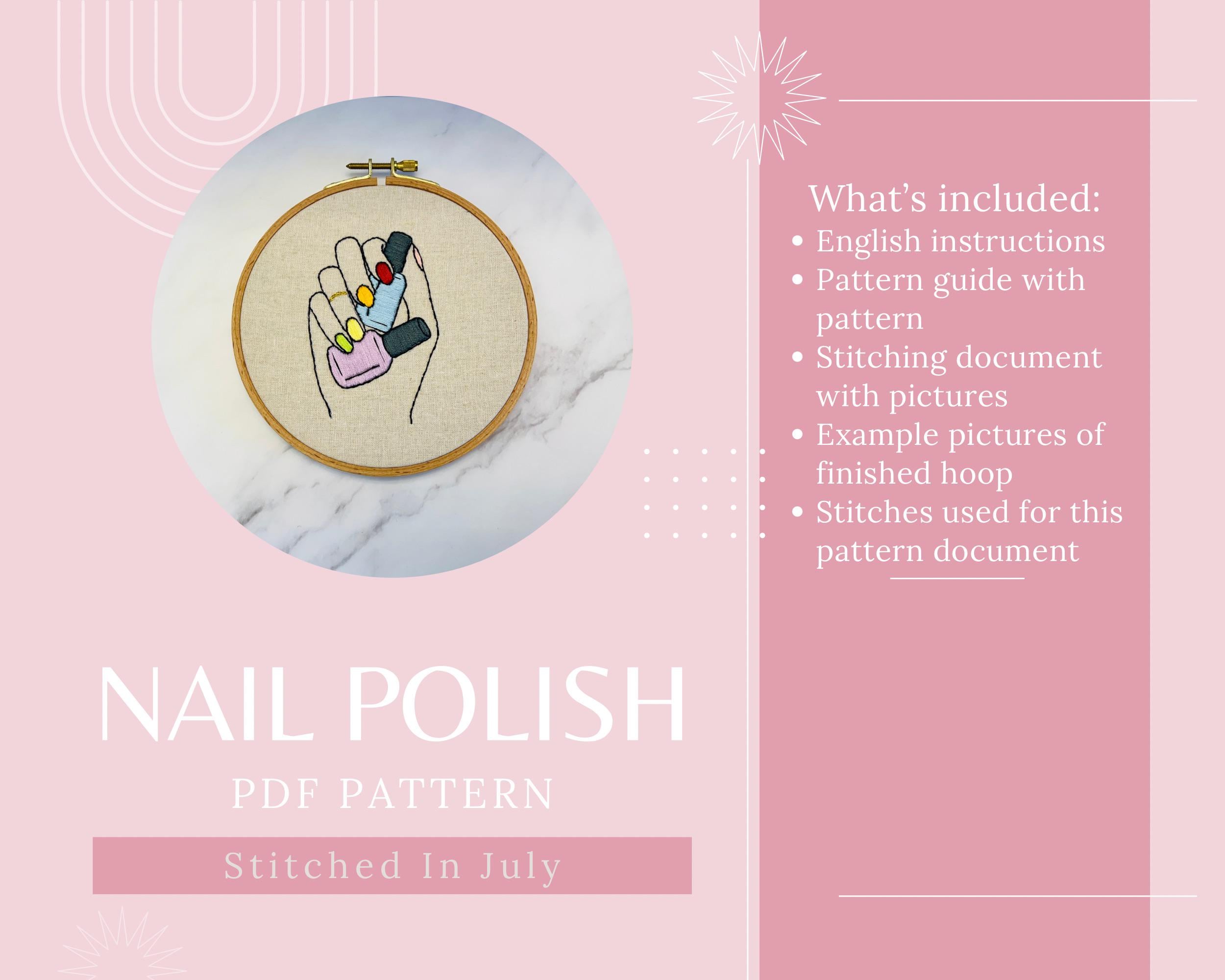 Nail Polish Color Swatch Hand Embroidery PDF Pattern With English ...