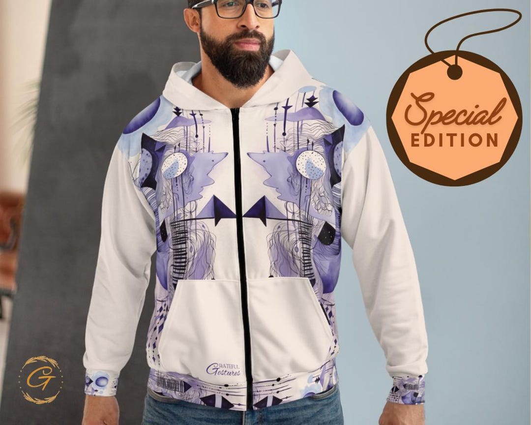 Quantum Pastel Design Unisex Zip Hoodie All-over Print, Soft Geometric ...