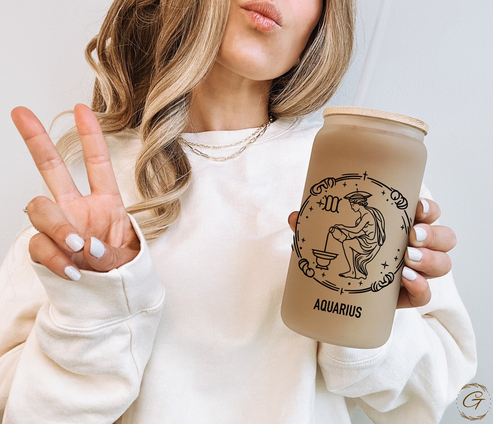 Aquarius Zodiac Frosted Glass Cup: Personalized Astrology Gift - Etsy