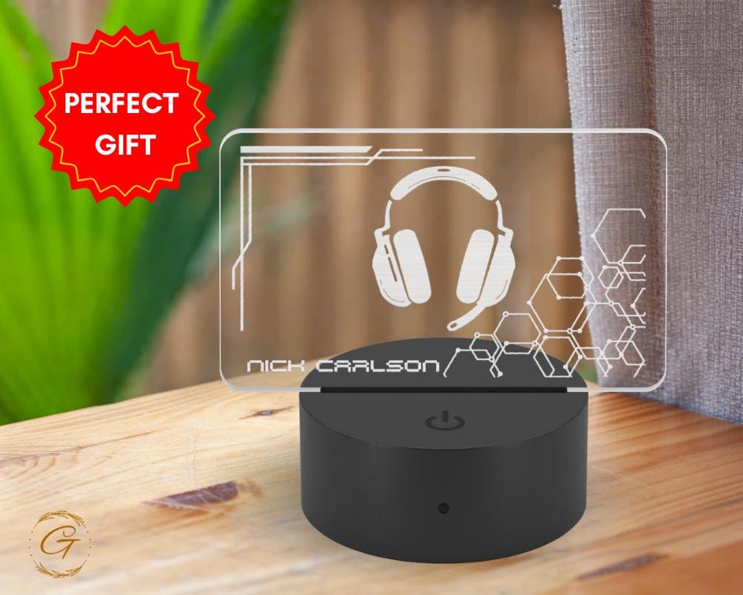 Gamer Plate Design Name Plate Acrylic LED Sign, Custom Gaming Room ...