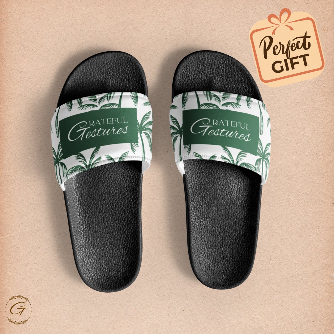 Men's Slides Palm Tree Design, Vibrant Beach Sandals, Summer Outdoor ...
