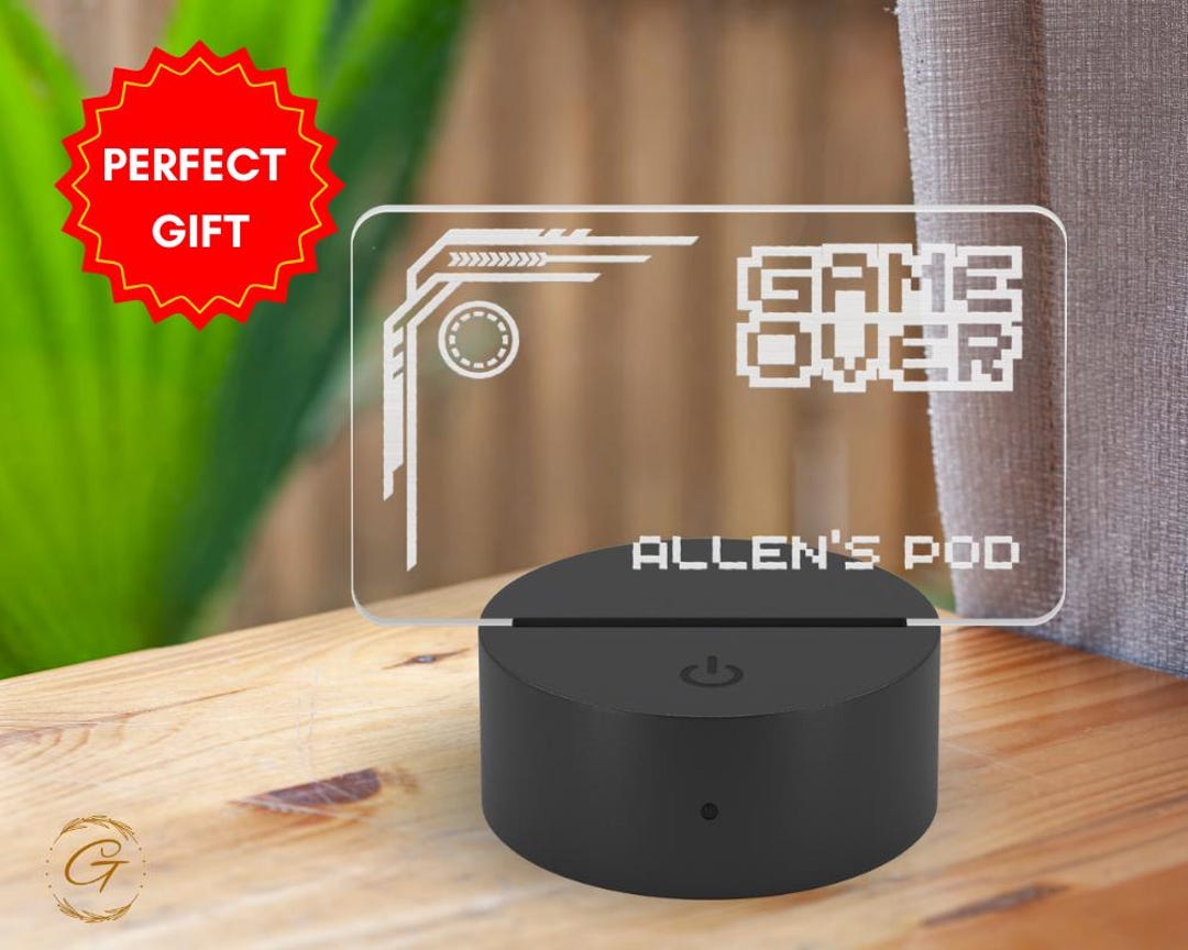 Game Over Design Name Plate Acrylic LED Sign, Custom LED Light, Gamer ...