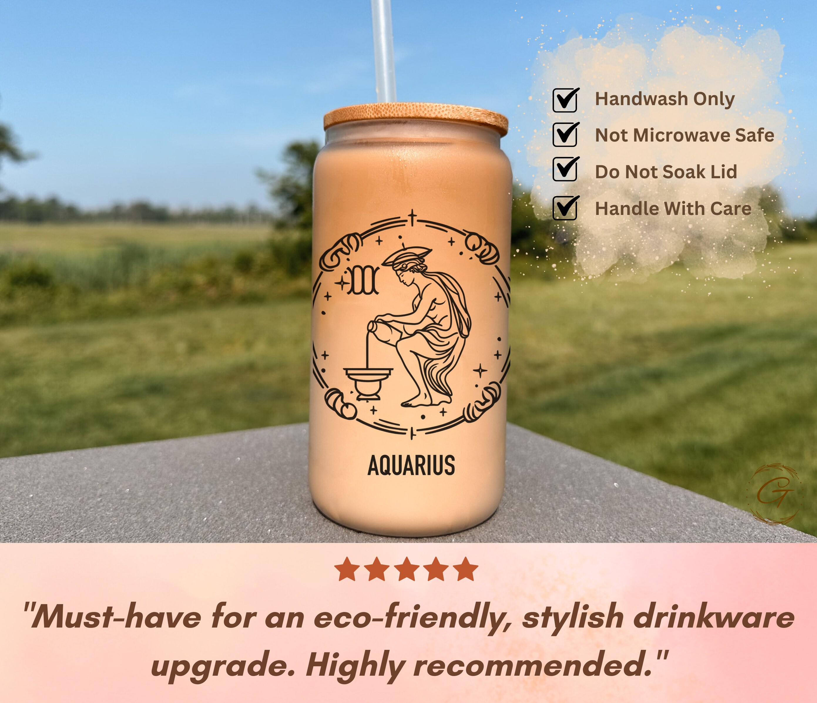 Aquarius Zodiac Frosted Glass Cup: Personalized Astrology Gift - Etsy