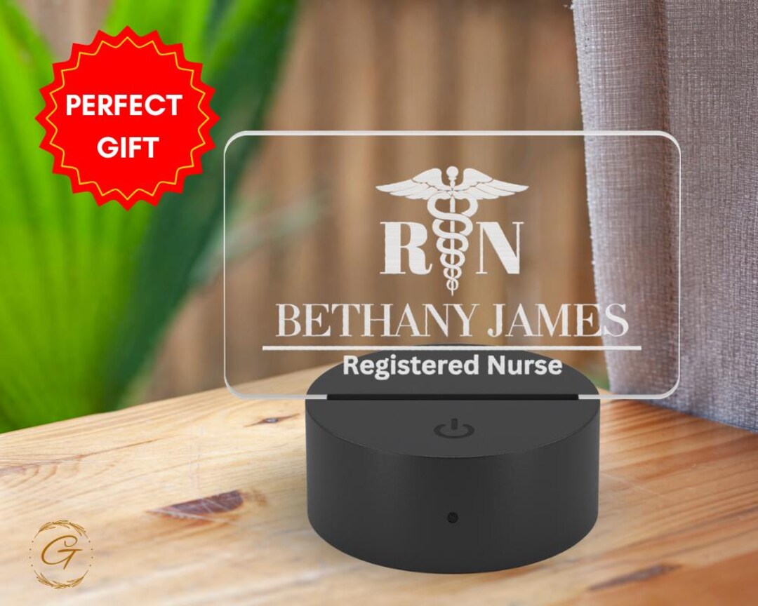 Profession Name Plate Acrylic LED Light, Custom Desk Sign Nurse Decor ...