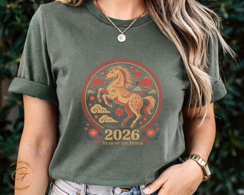 Horse T-shirt: 2026 Lunar Year, Chinese Zodiac, Festive Art - Etsy UK