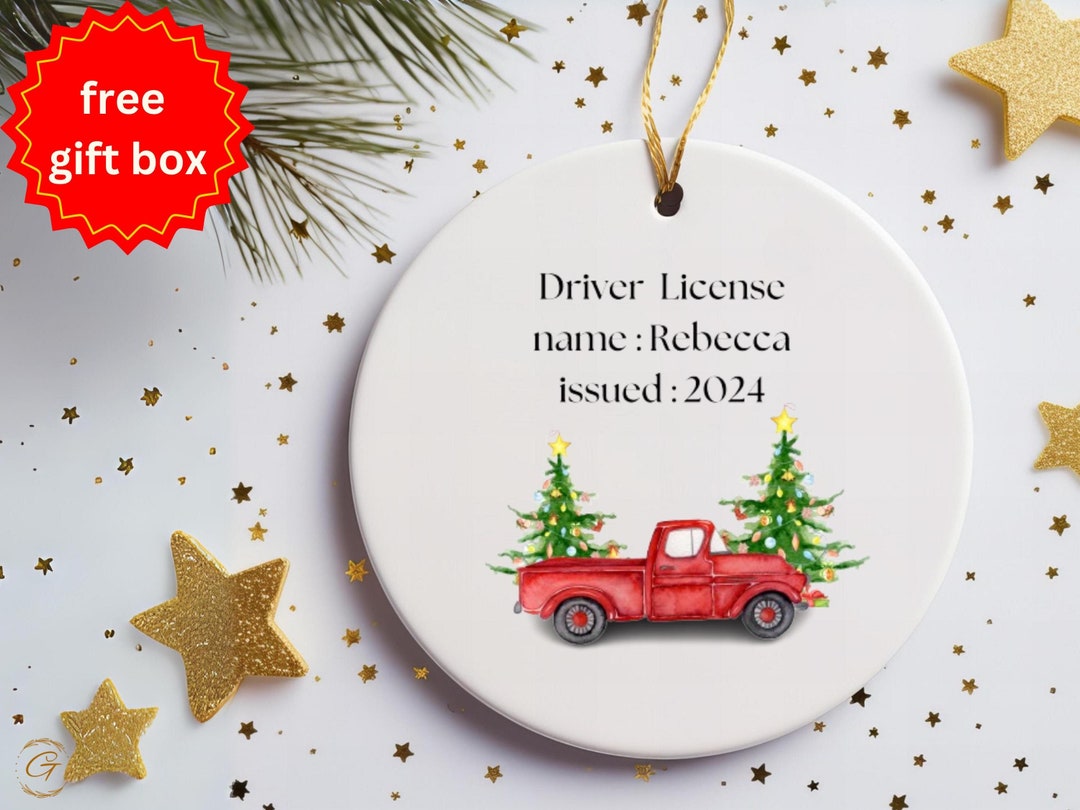 Personalized Christmas Drivers License Ornament, New Driver Gift ...