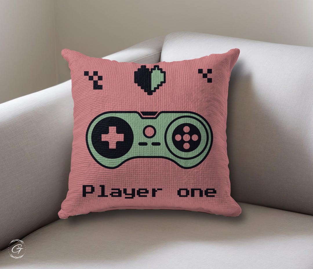 Retro Gamer Woven Pillow Pixel Art Gaming Decor Player One Throw ...