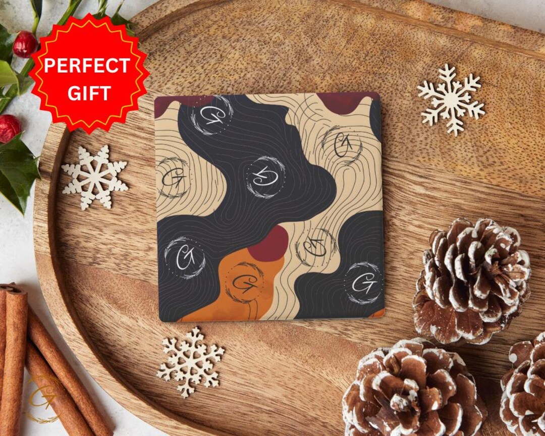 Soapstone Coaster Wave Line Design With Absorbent Cork Backing Square ...