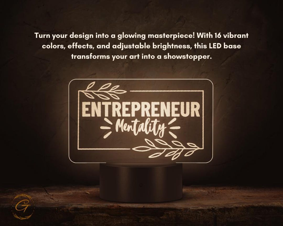 Entrepreneur Mentality Name Plate Acrylic LED Light, Motivational Sign ...