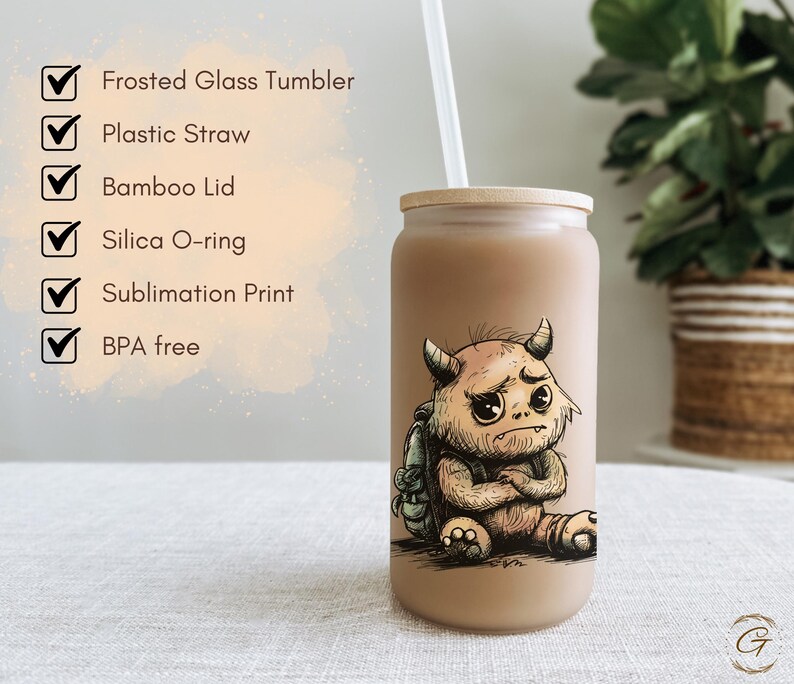 Monster Frosted Glass Iced Coffee Cup: Back to School Libbey Can - Etsy