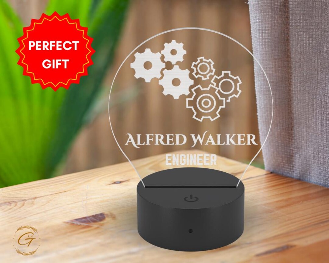 Job Engineer Design Circle Acrylic LED Sign Modern Decor Desklight ...