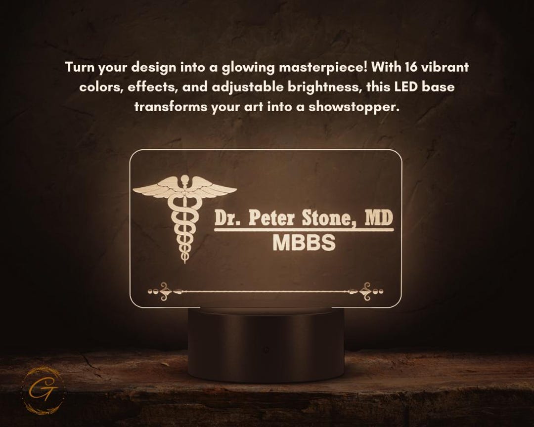 Profession Name Plate Acrylic LED Light, Custom Desk Sign Personalized ...