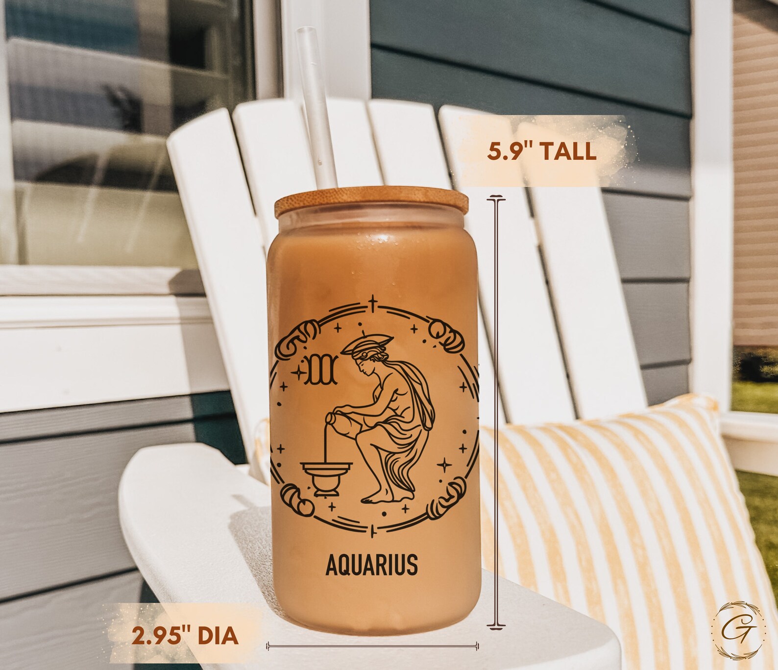 Aquarius Zodiac Frosted Glass Cup: Personalized Astrology Gift - Etsy