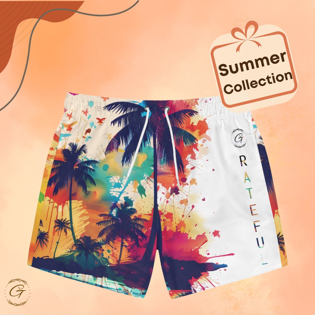 Tropical Beach Swim Trunks, All Over Print Mens Swimwear, Perfect for ...