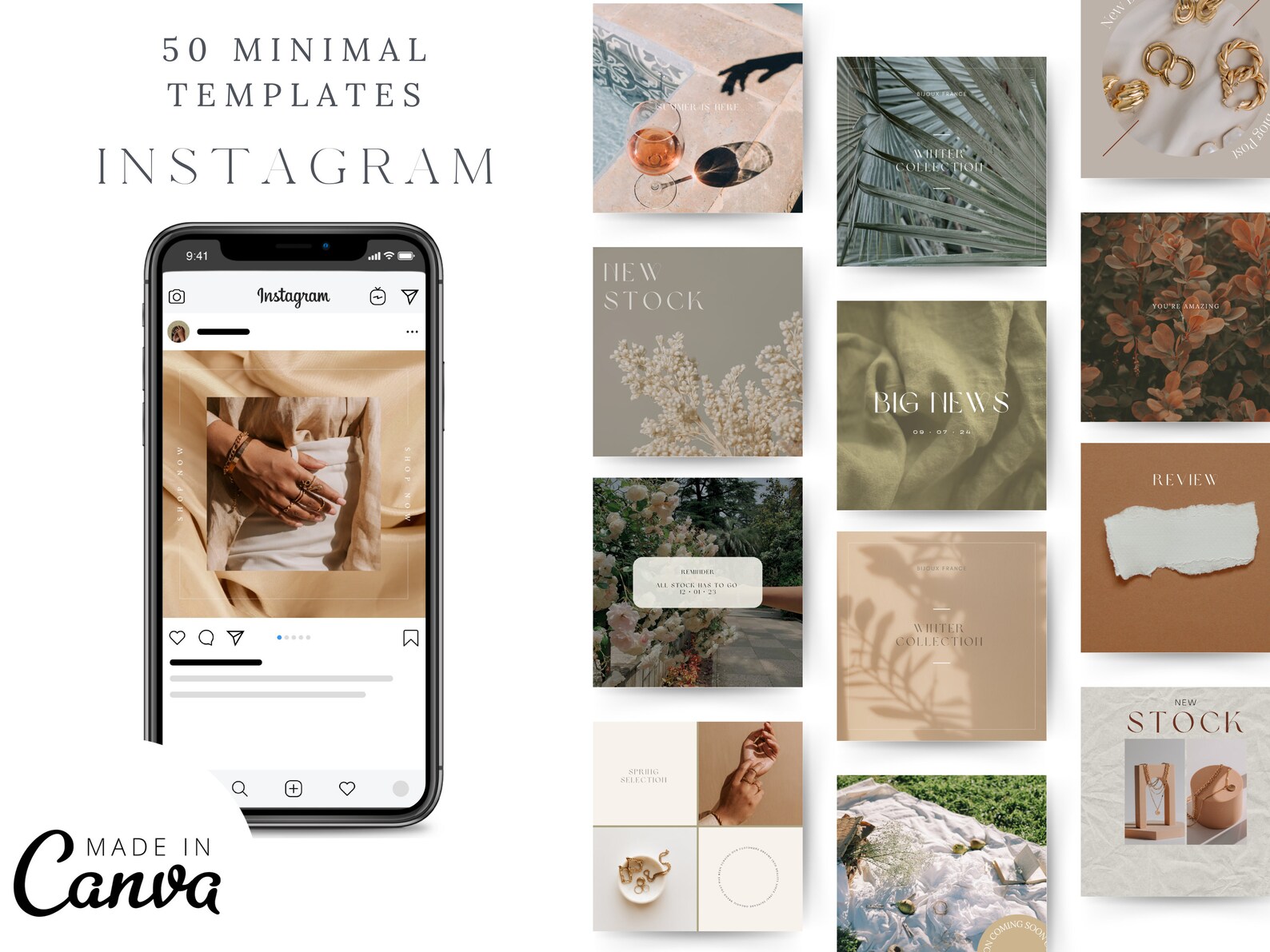 50 Minimalist Instagram Post Template | Instagram Influencer Templates ...