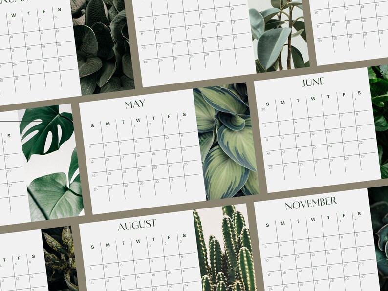 Plant Inspired Printable Calendar 2024 | Fully Editable Monthly Planner ...