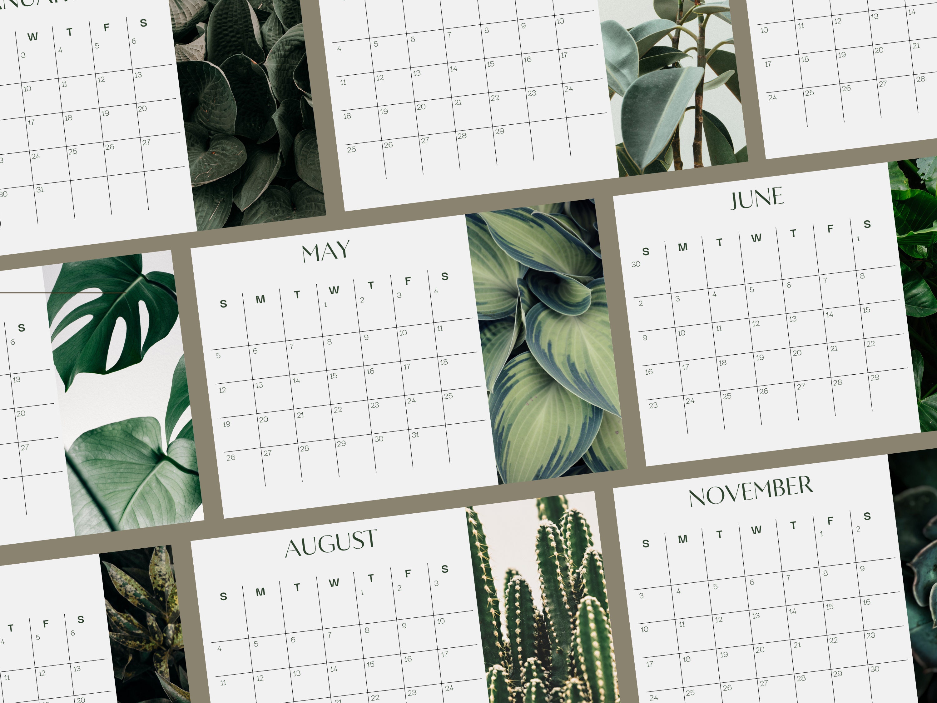 Plant Inspired Printable Calendar 2024 | Fully Editable Monthly Planner ...