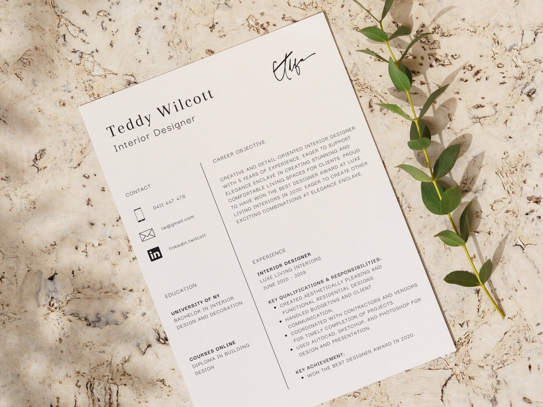 Minimalist Resume for Designers | CV Template Creative | Instant ...