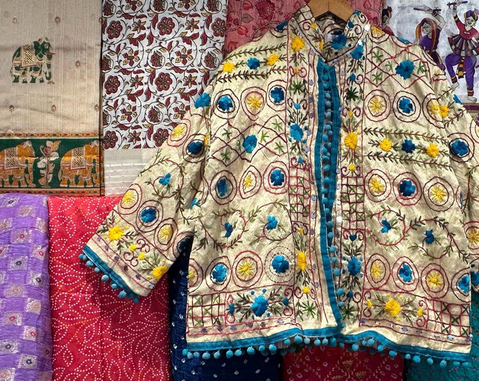 Indian Traditional Phulkari Embroidered Jacket, Boho Hippie Kutch ...