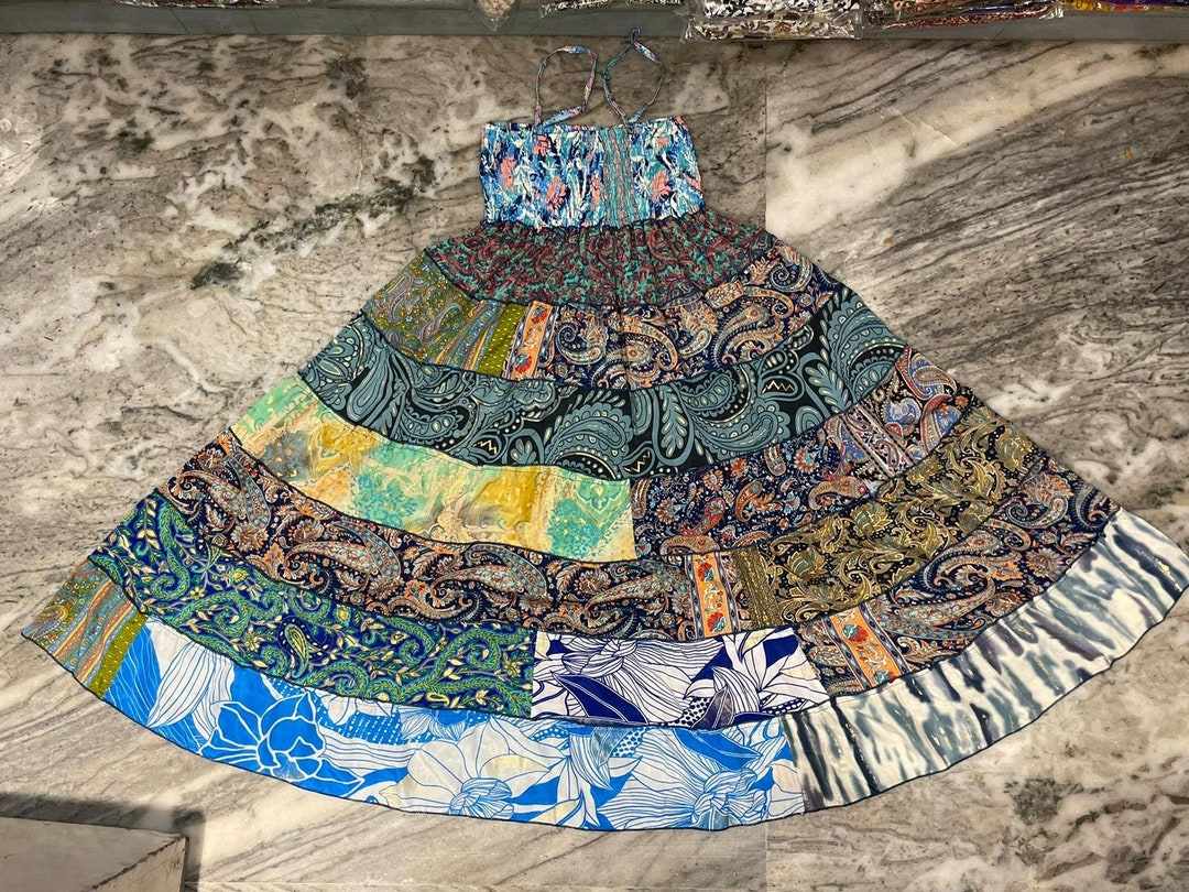 Handmade Recycled Silk Patchwork Skirt: Boho Tiered Fairy Skirt - Etsy