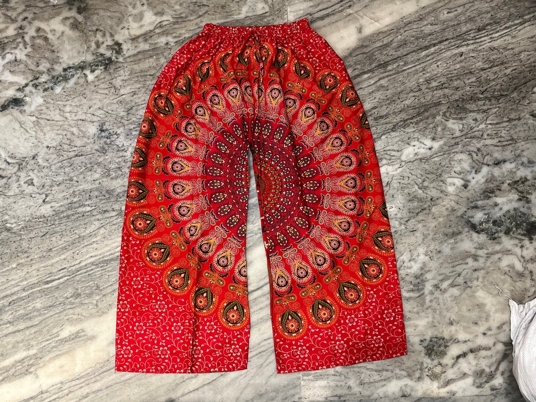 Women's Indian Handmade Palazzo Pant, Mandala Printed Wide Leg Trouser ...