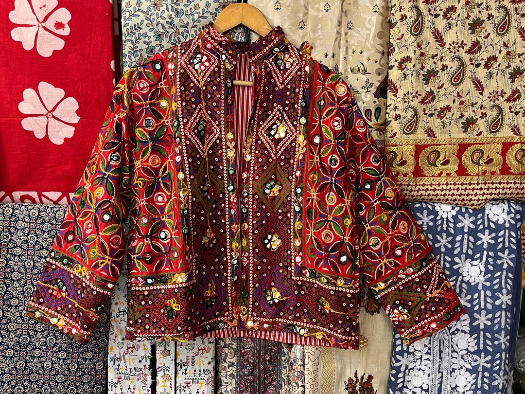 Handmade Embroidered Mirror Work Jacket: Bohemian Hippie Fashion - Etsy