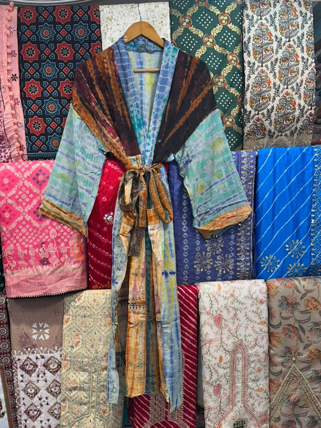 Hand Dyed Silk Kimono Robe, Colorful Tie-dye Loungewear - Etsy