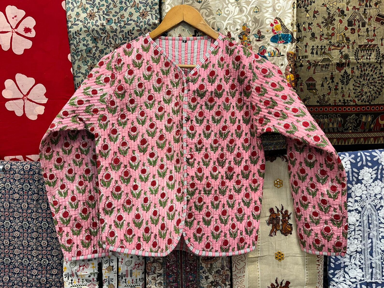 Hand-block Print Cotton Quilted Jacket: Reversible Indian Coat - Etsy