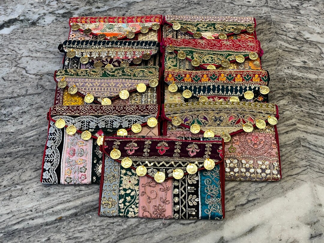 Indian Handmade Rajasthani Style Embroidered Sling Clutch Purse ...