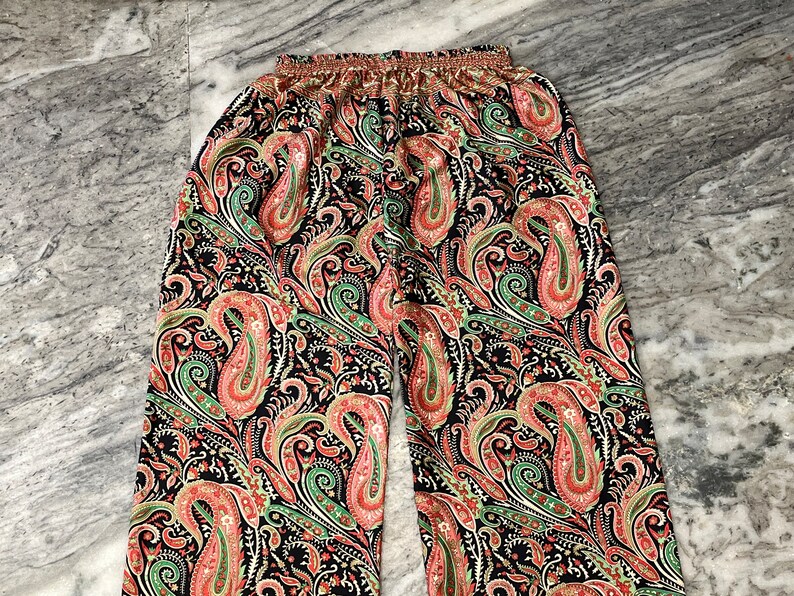 Unisex Sari Silk Trouser Pants, Soft and Comfortable Floral Print Silk ...