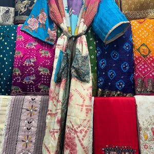 Multi Patchwork Kimono, Women Silk Bathrobe, Recycled Silk Patchwork ...