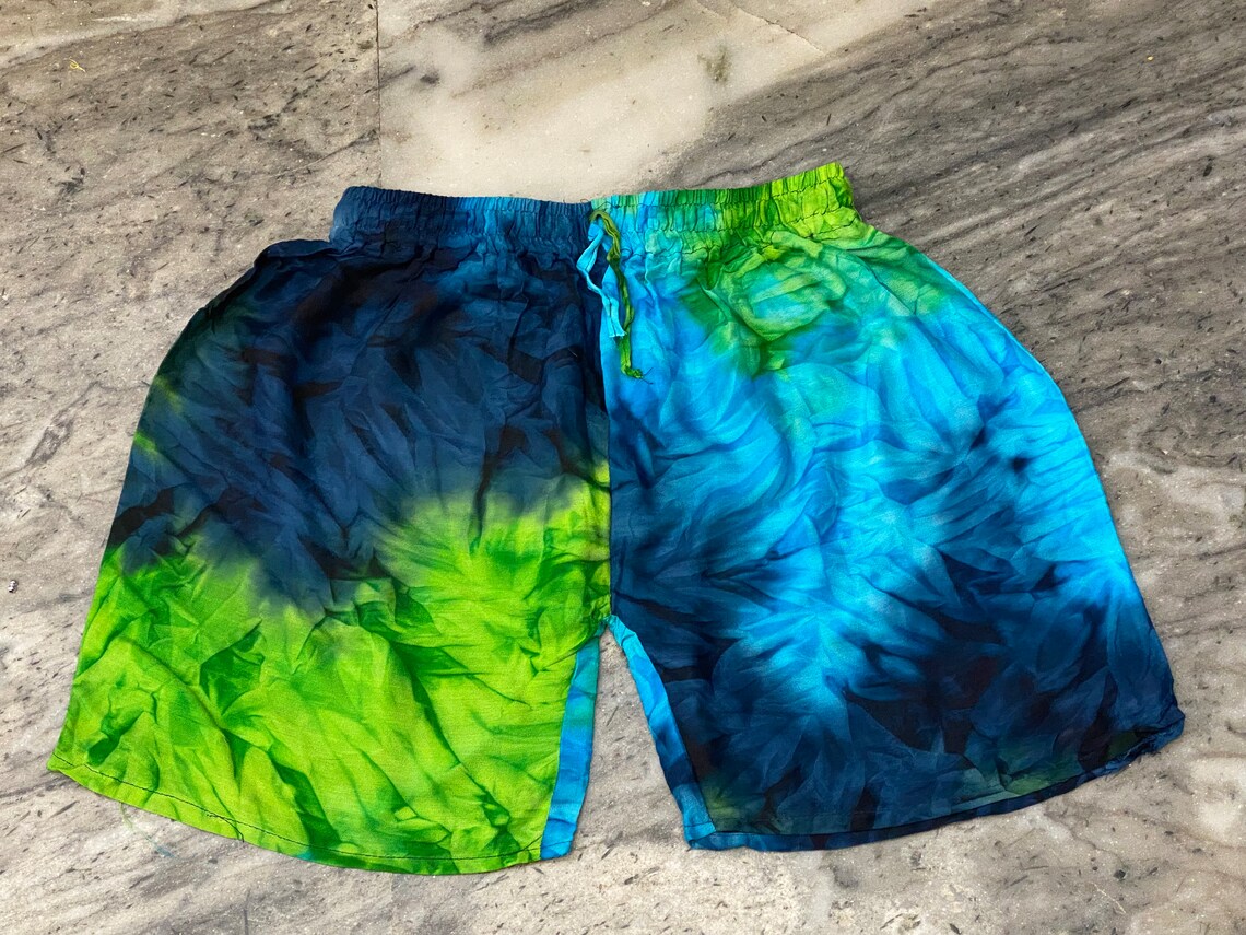 Handmade Tie Dye Rayon Shorts: Boho Yoga Pajama Bottoms - Etsy