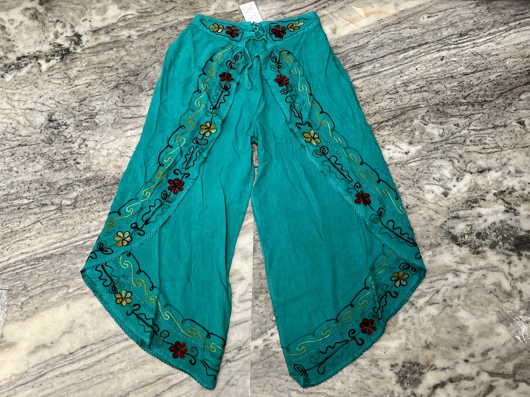 Cotton Yoga Pants Women's Side Slit Palazzo Open Leg Trousers ...