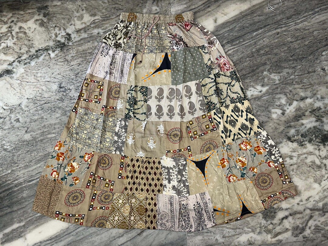 Boho Patchwork Skirt, Hippie Grunge Fairycore Skirt, Festival Skirt ...
