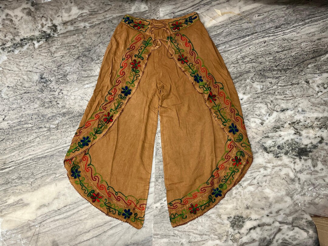 Women's Wrap Pants, Regular Fit Loose Side Slit Palazzo, Lightweight ...