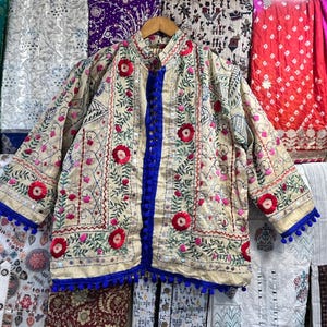 Indian Traditional Phulkari Embroidered Jacket, Boho Hippie Kutch ...