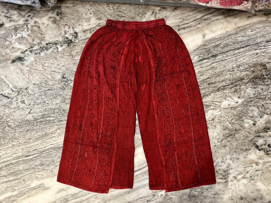 Women's Wrap Pants, Boho Summer Slit Pants, Open Leg Flowy Beach Pants ...