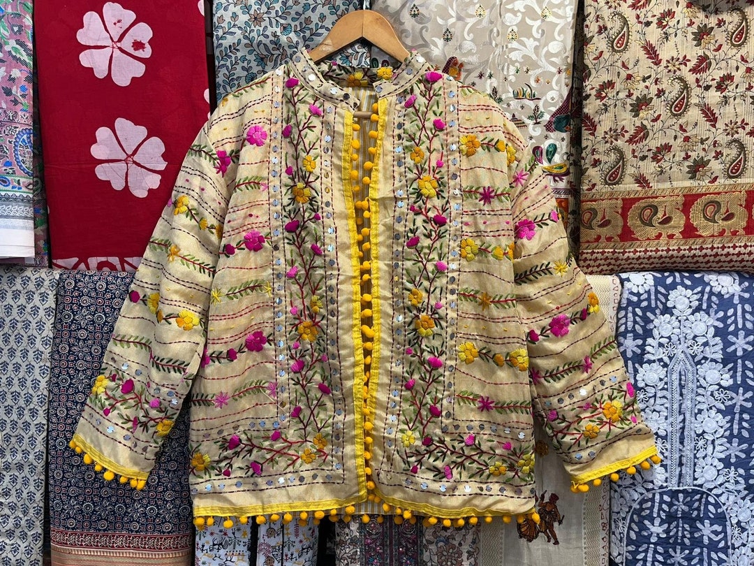 Indian Women's Phulkari Embroidered Stylish Designer Jacket, Indian ...