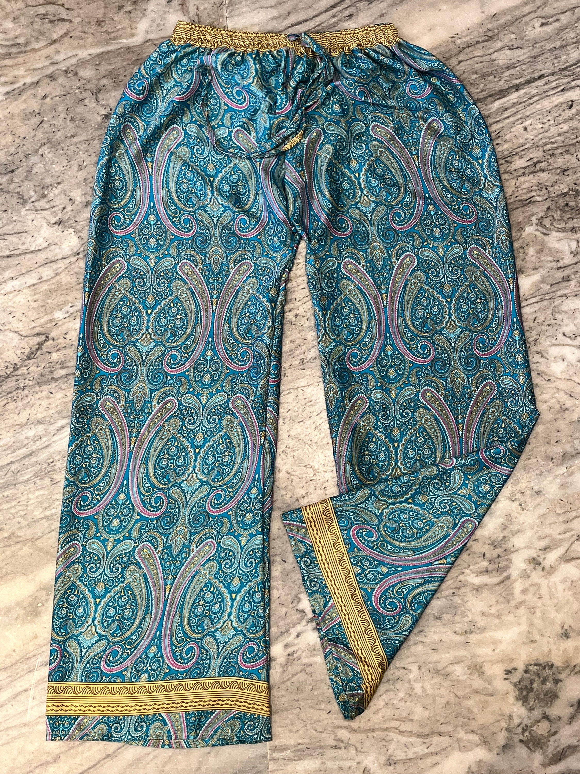 Indian Handmade Recycle Sari Silk Palazzo Pant, Women's Silk Palazzo ...
