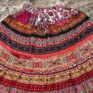 Multi Silk Layers Patchwork Long Skirt, Flowy Patchwork Skirt, Summer ...