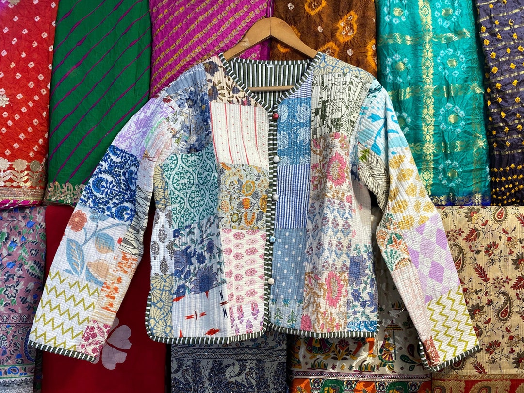 Cotton Hand Made Kantha Jacket Quilted Jacket, Cotton Patch Work Jacket ...